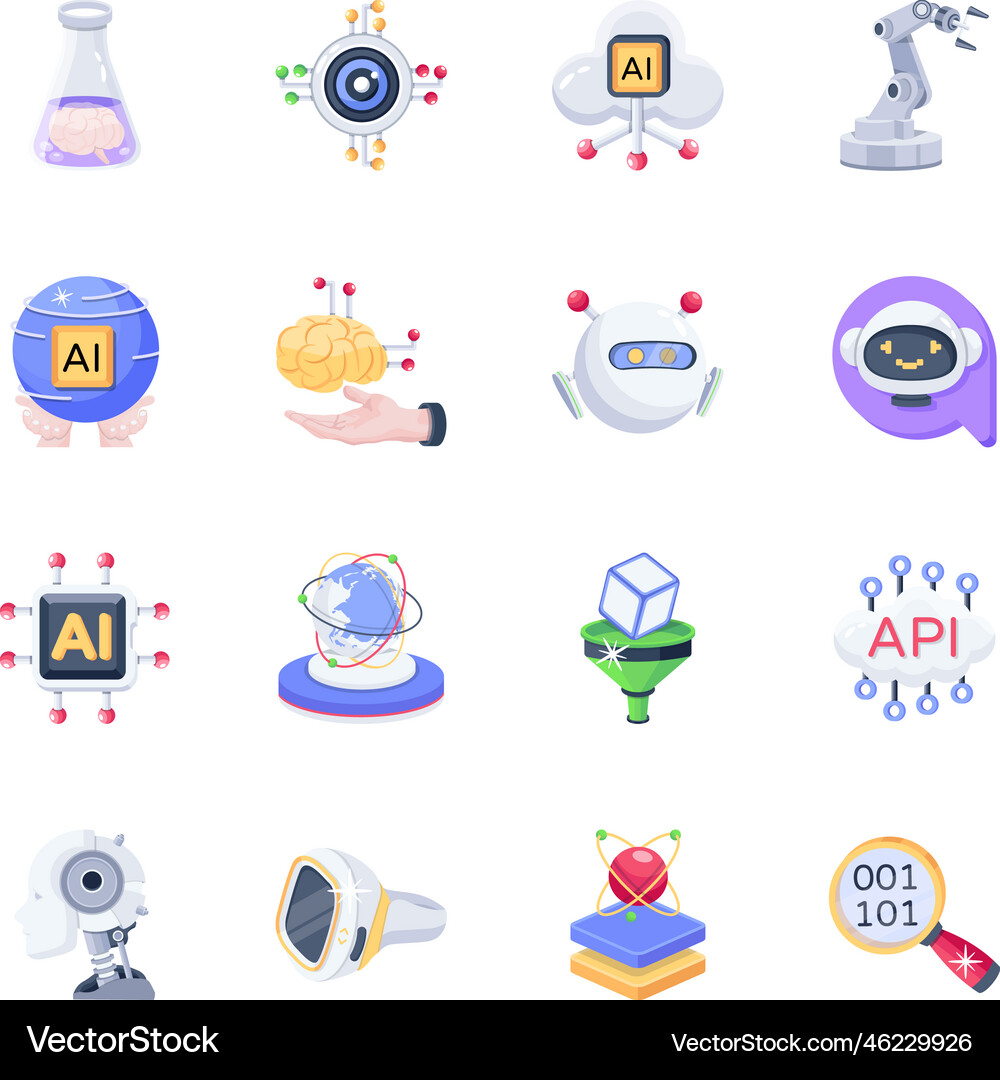 Pack of ai flat icons Royalty Free Vector Image