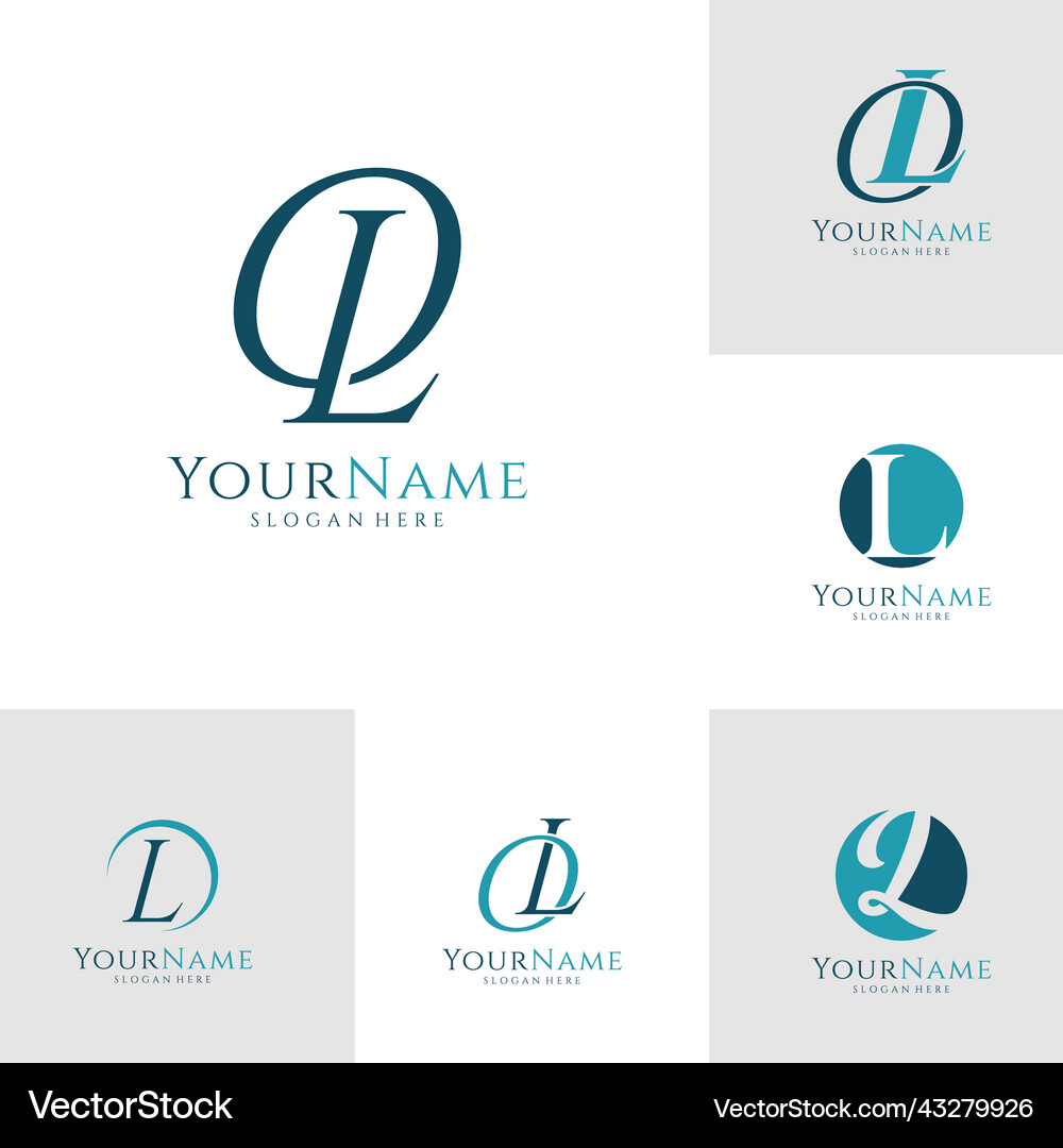 Set of letter lo logo design template initial Vector Image