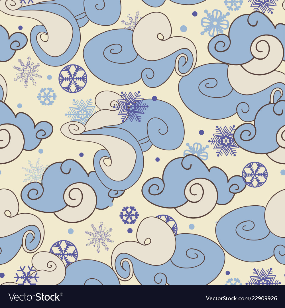 Snow fall seamless pattern winter clouds Vector Image