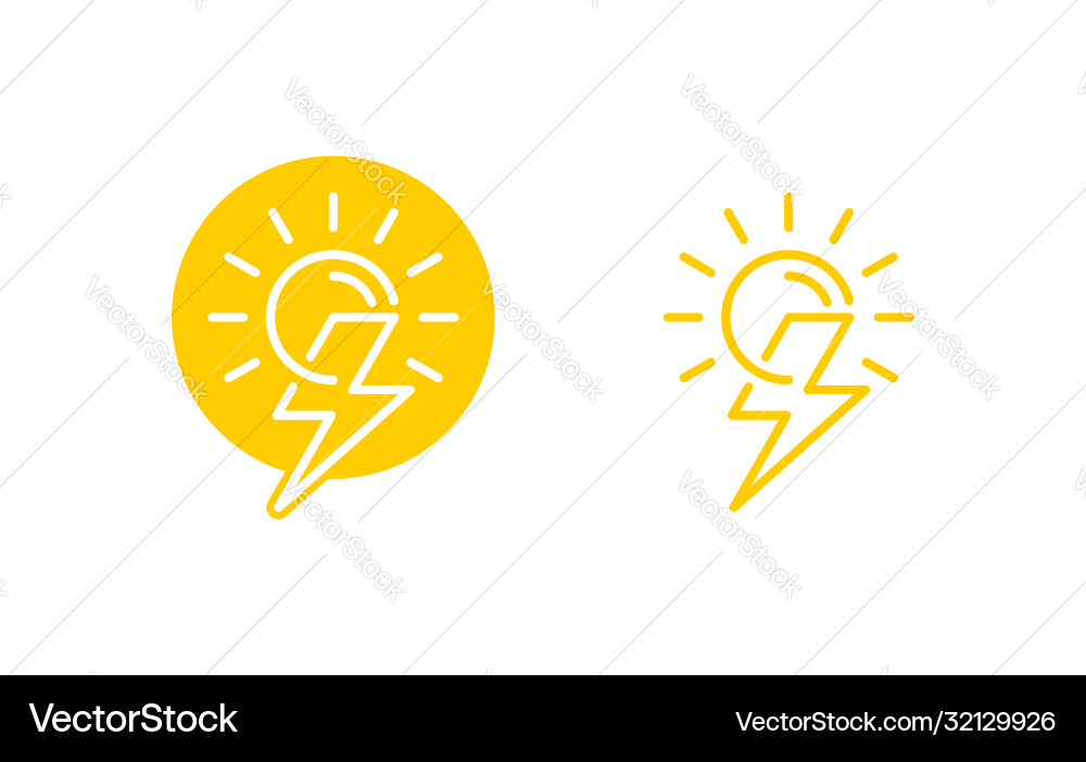 Sun solar energy icon or logo template Royalty Free Vector