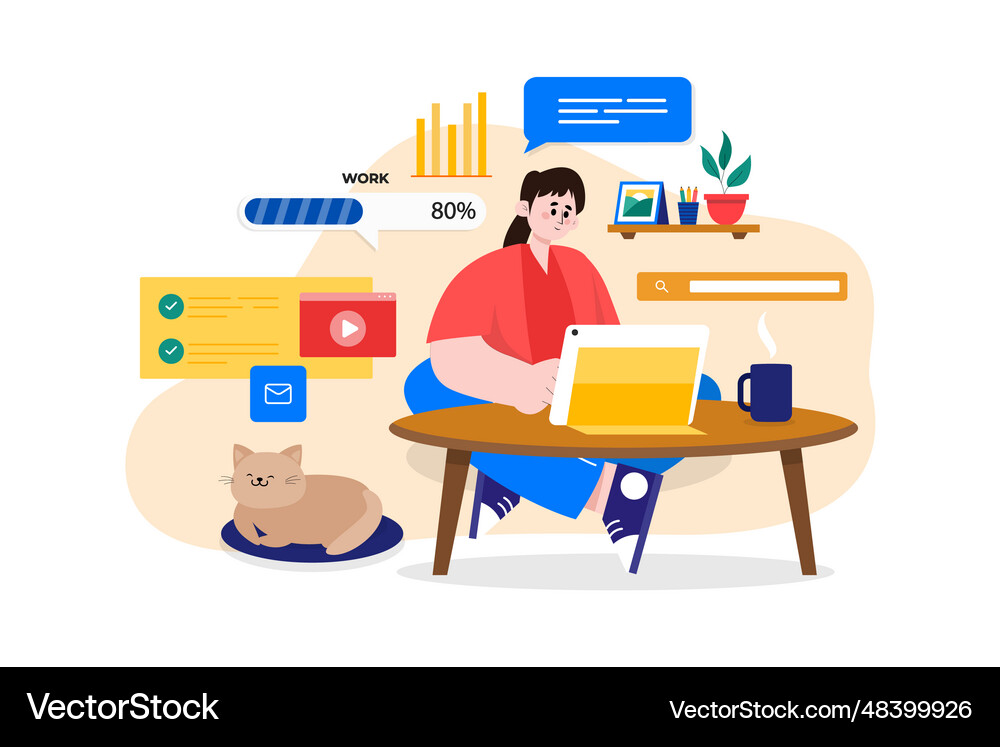 Woman working at home Royalty Free Vector Image