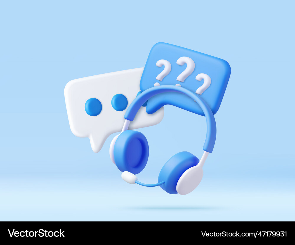 3d call center headphones with speech bubble Vector Image