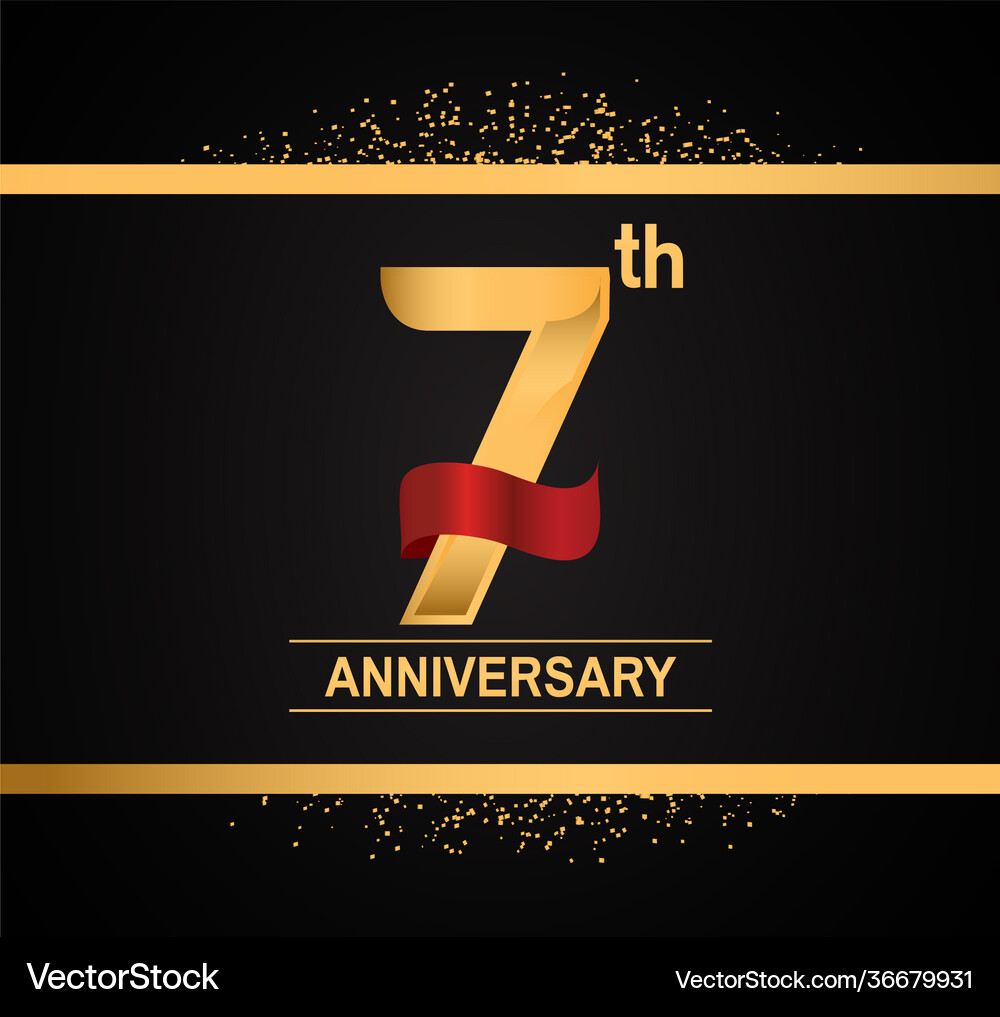 7 years anniversary logotype with premium gold Vector Image