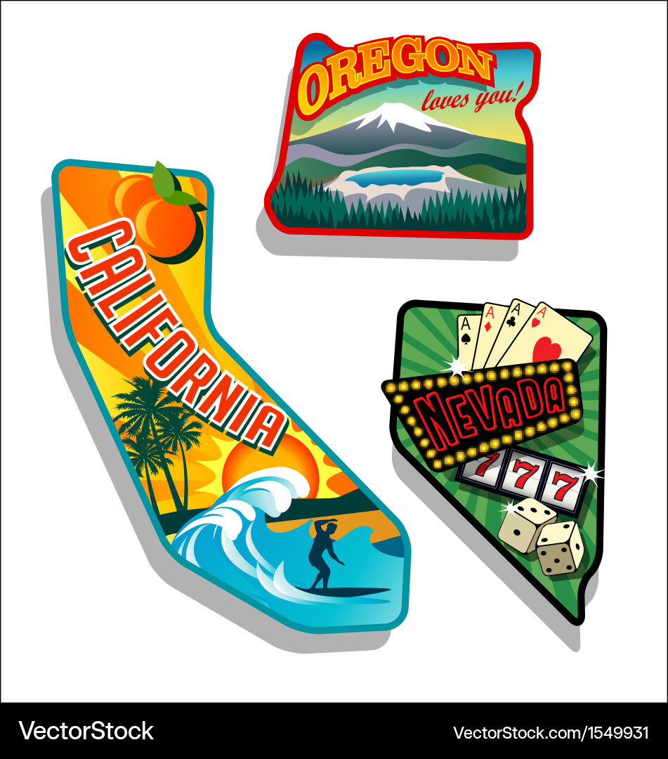 California nevada oregon retro Royalty Free Vector Image