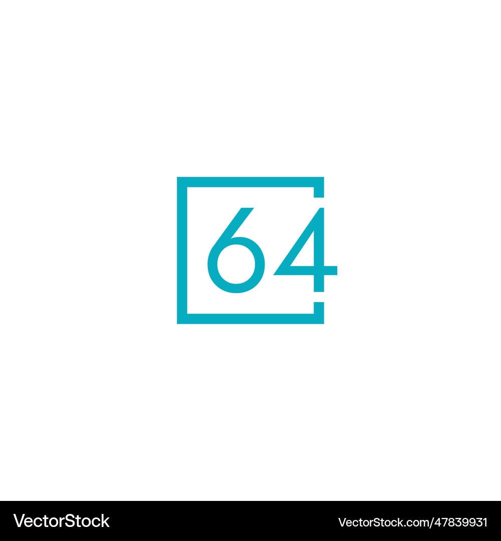 Corporate number 64 in square box monogram logo Vector Image