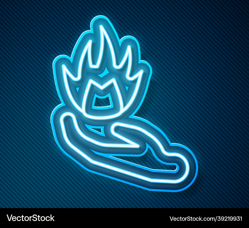 Glowing neon line hand holding a fire icon Vector Image