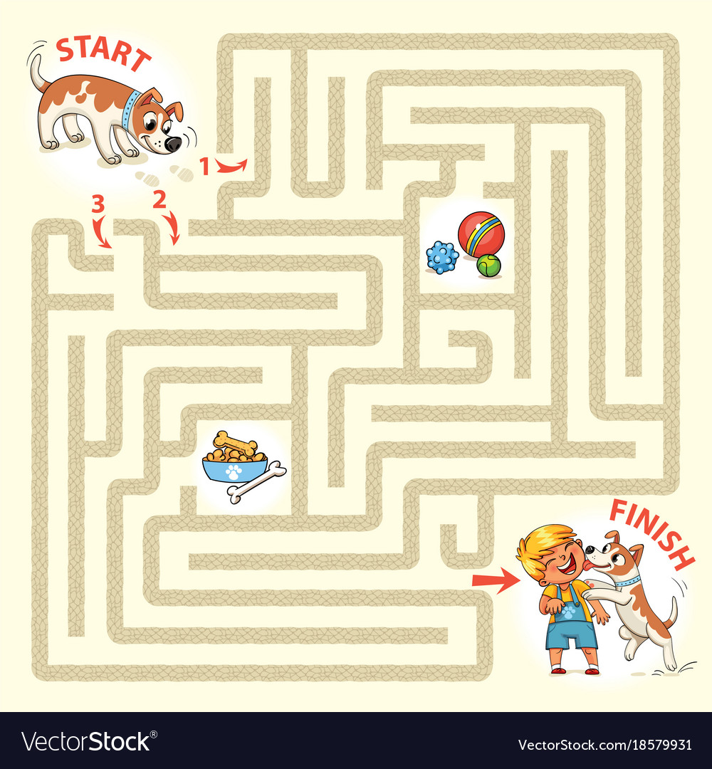 Help character to find a way out maze Royalty Free Vector