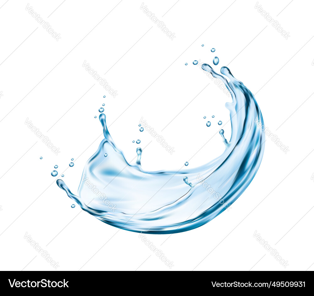 Liquid water wave splash transparent flow swirl Vector Image
