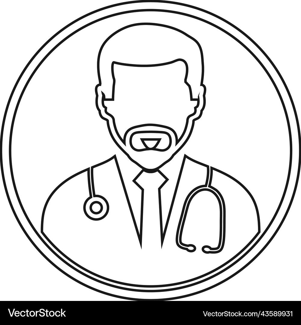 Male doctor profile line icon editable eps Vector Image