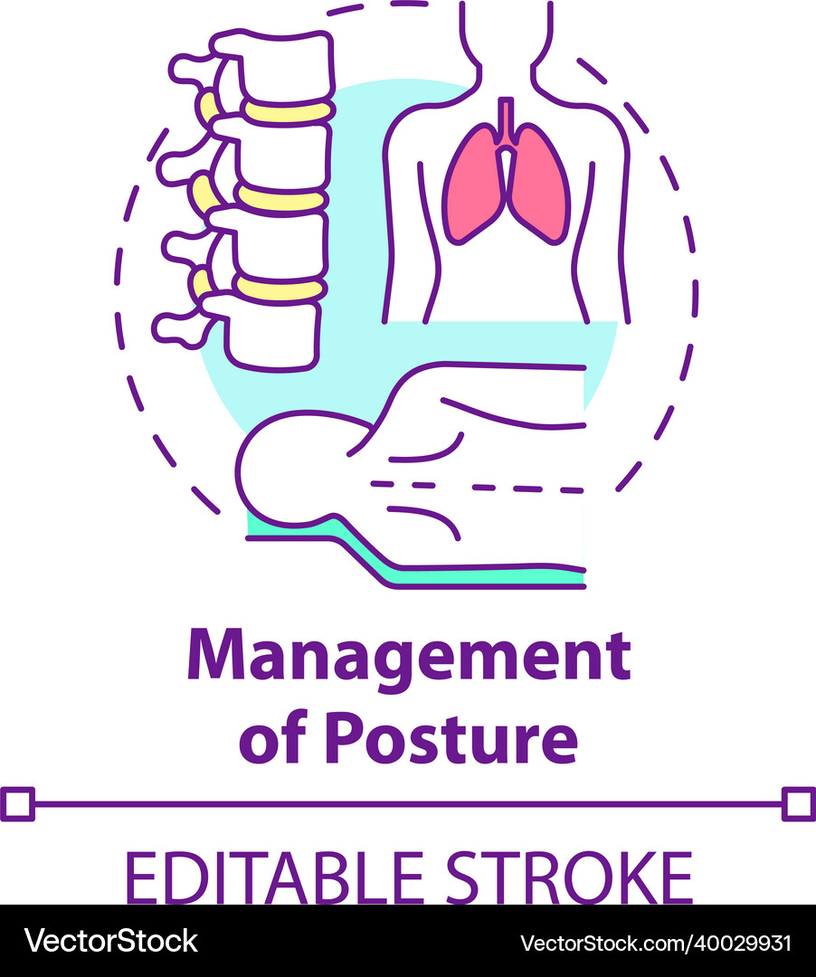 Management of posture concept icon Royalty Free Vector Image