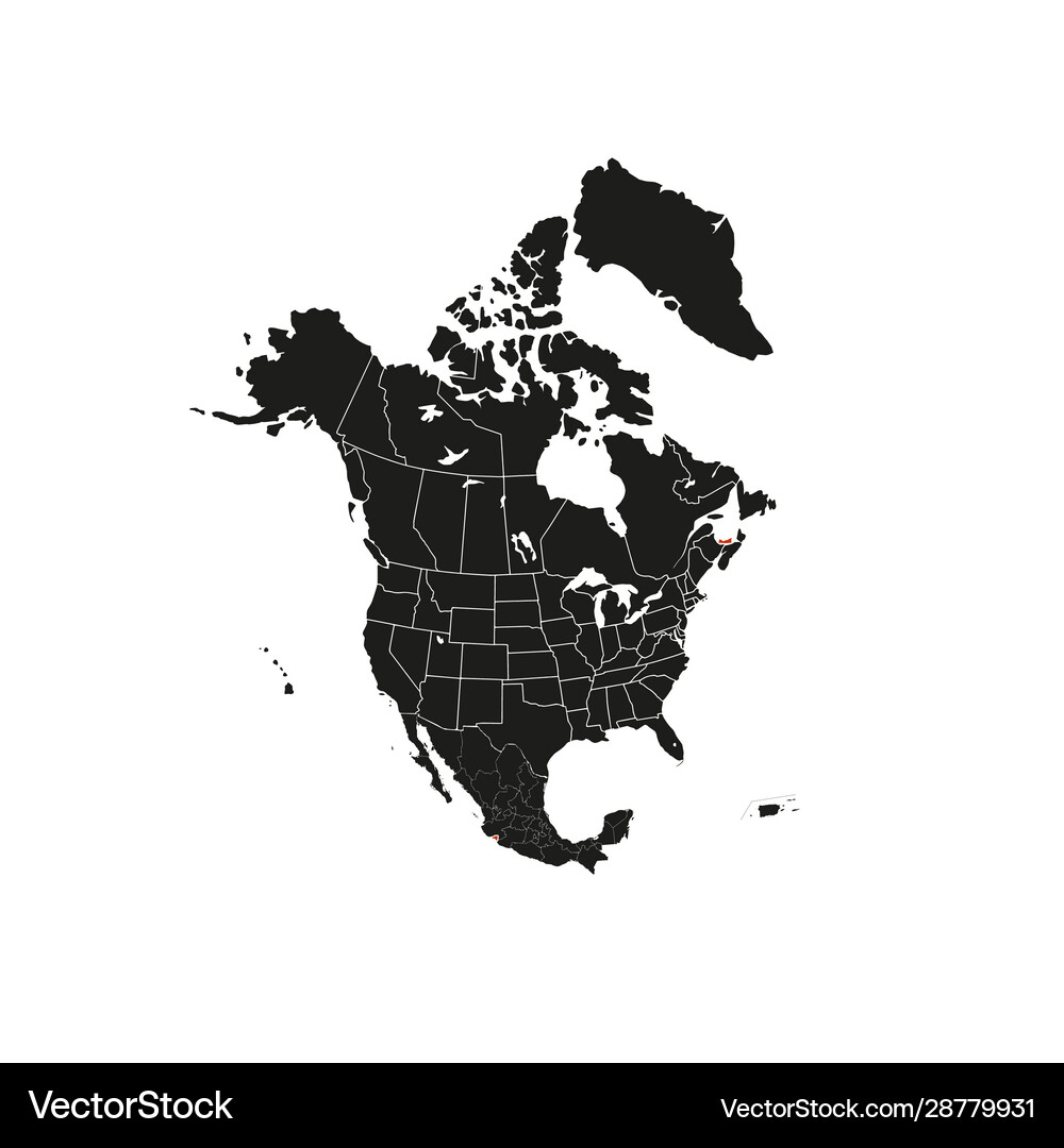North america with country borders Royalty Free Vector Image