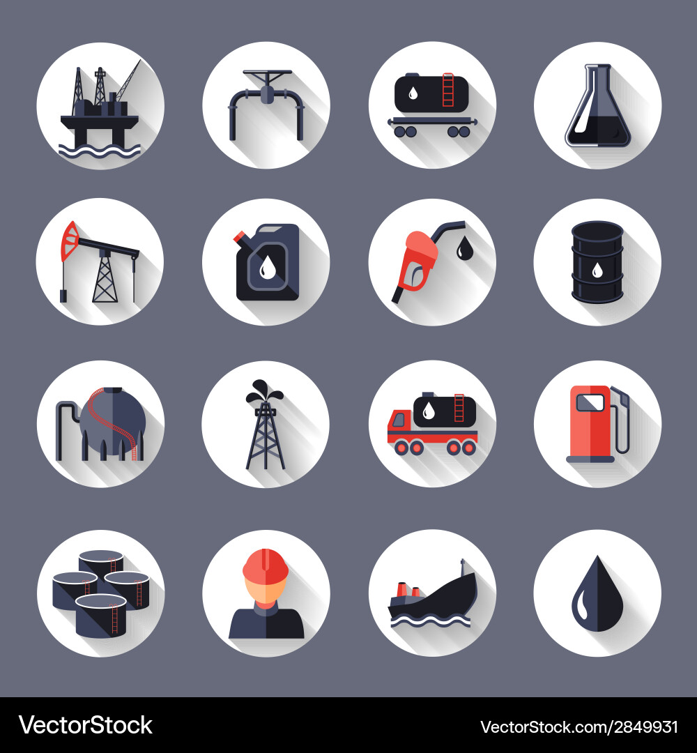 Oil industry icons set Royalty Free Vector Image