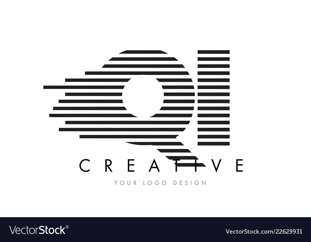 Qi q i zebra letter logo design with black Vector Image