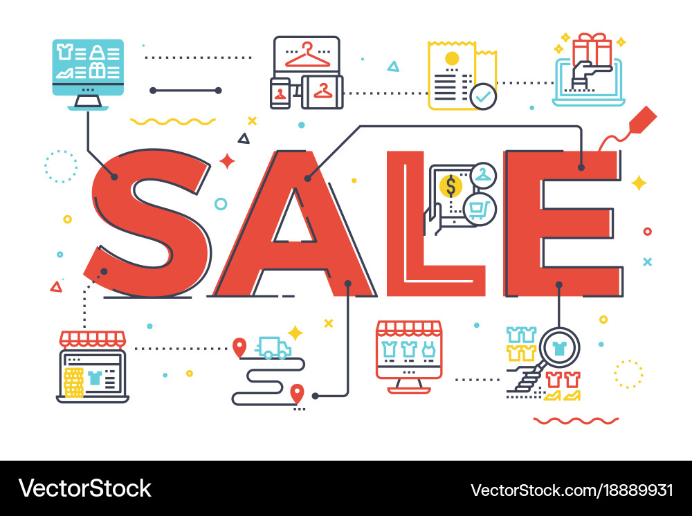 Sale word lettering Royalty Free Vector Image - VectorStock