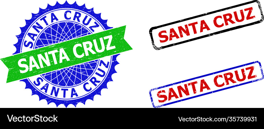 Santa cruz rosette and rectangle bicolor stamps Vector Image
