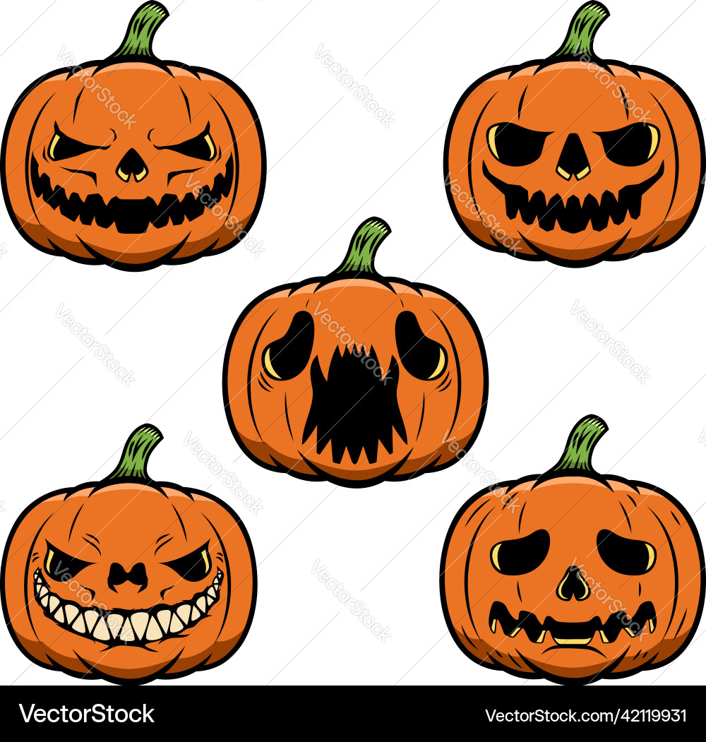 Set of halloween pumpkin design element Royalty Free Vector