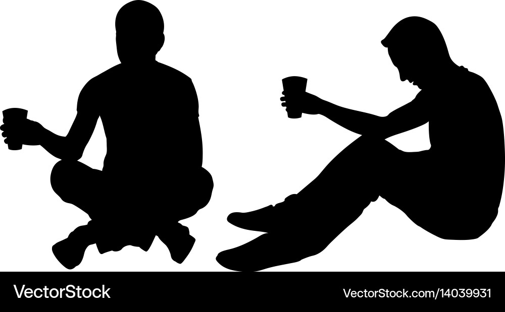 Silhouettes of men begging Royalty Free Vector Image