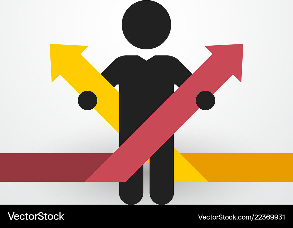 Simple black silhouette a man with two color Vector Image
