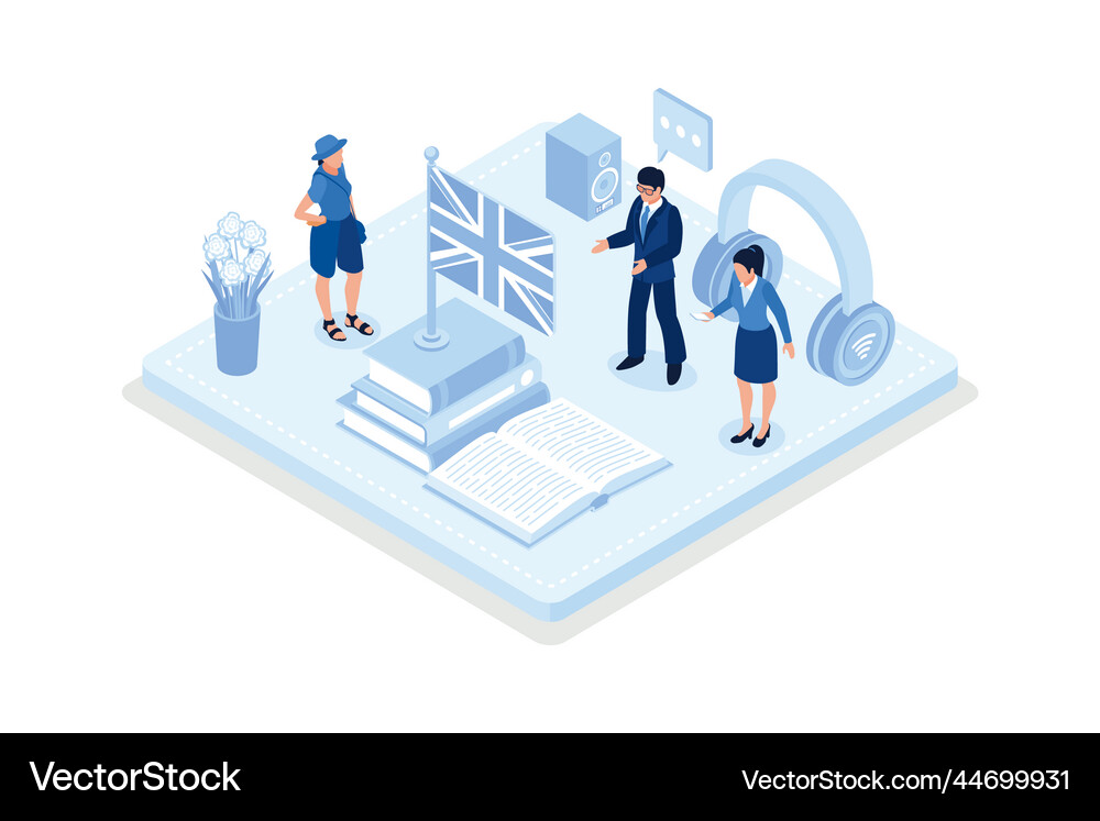 Student studying with listening and speaking Vector Image
