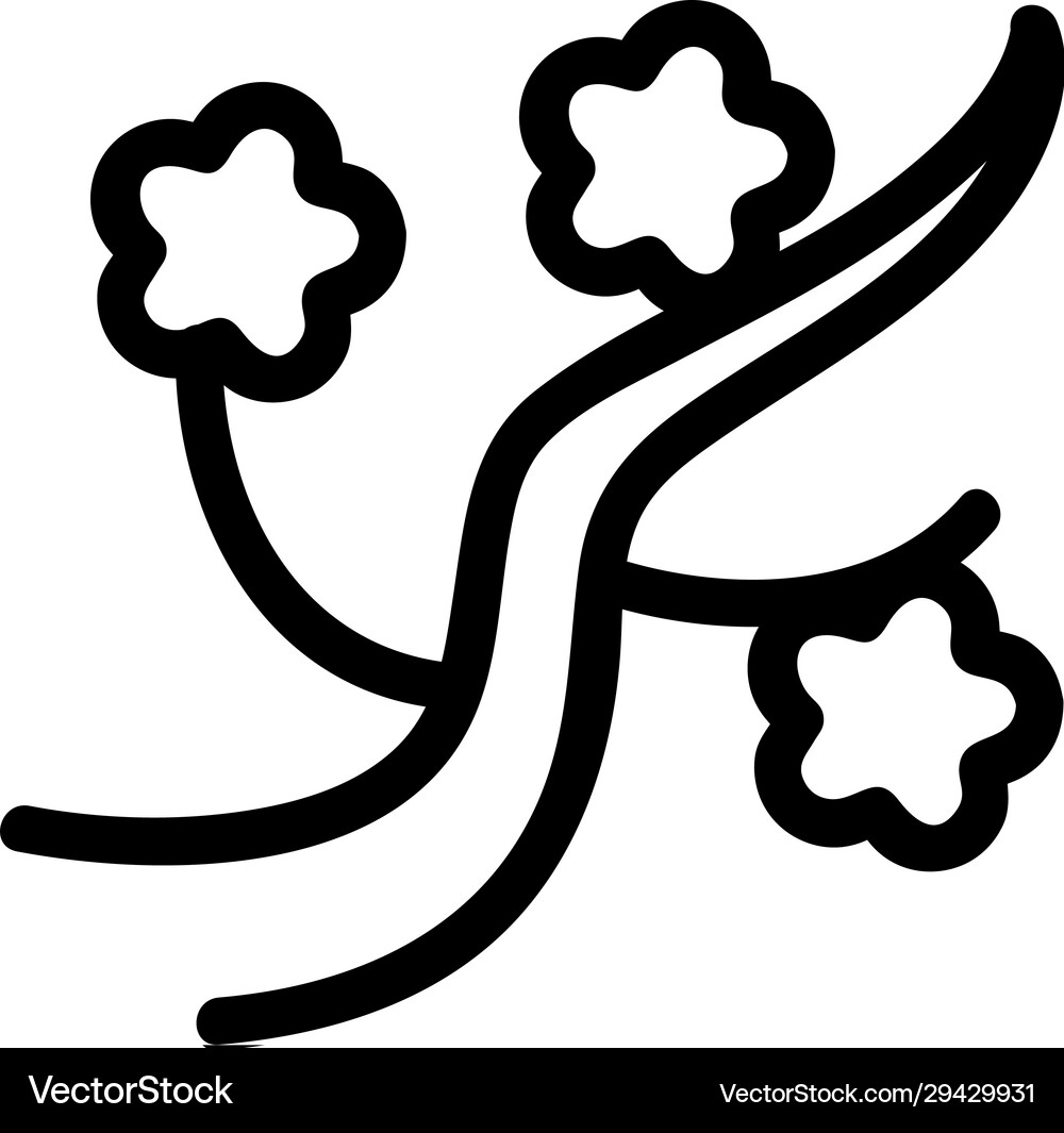 Tree flower icon isolated contour symbol Vector Image