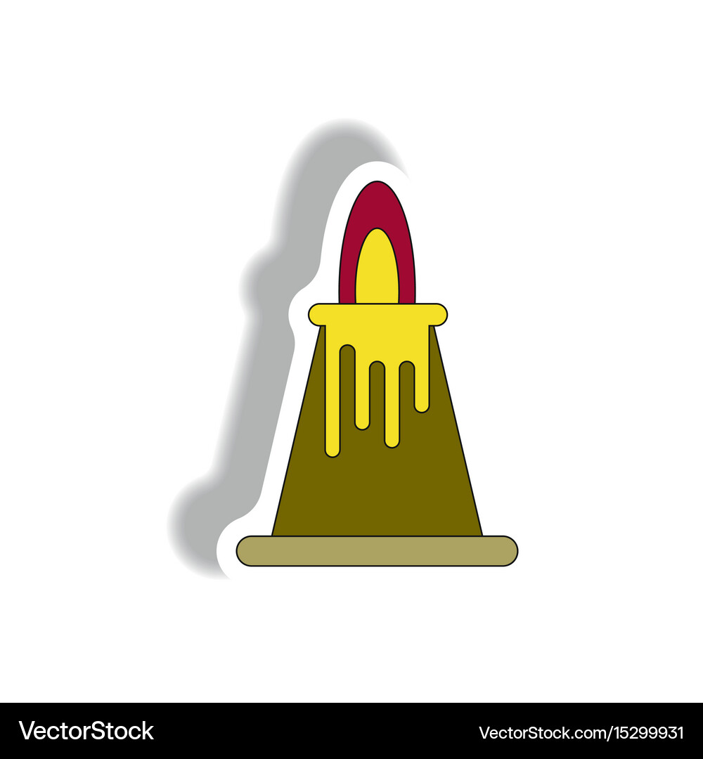 Volcano sticker eruption and lava Royalty Free Vector Image