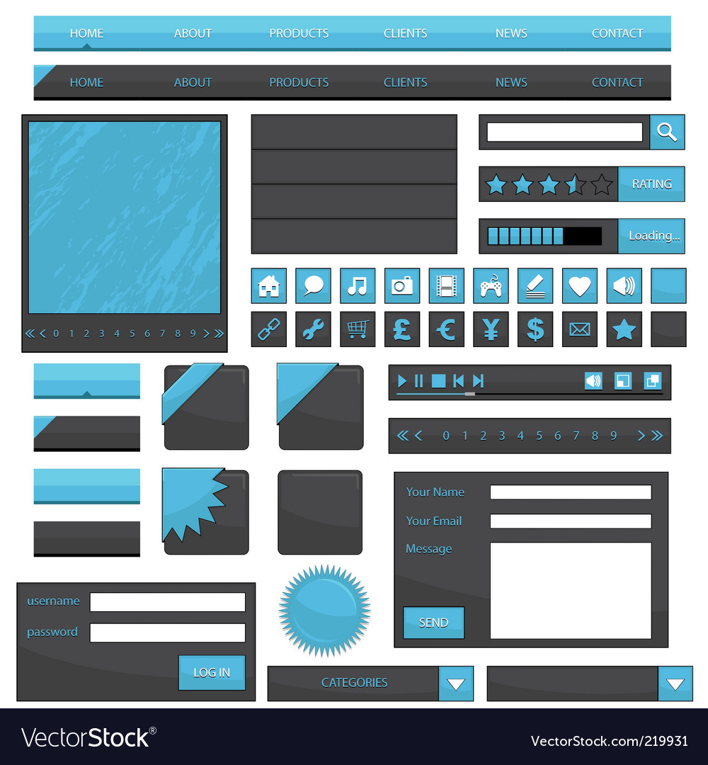 Web objects Royalty Free Vector Image - VectorStock