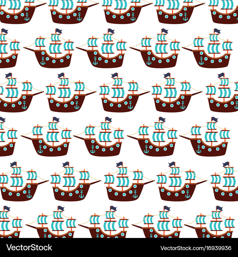 Antique sailboat pattern background Royalty Free Vector