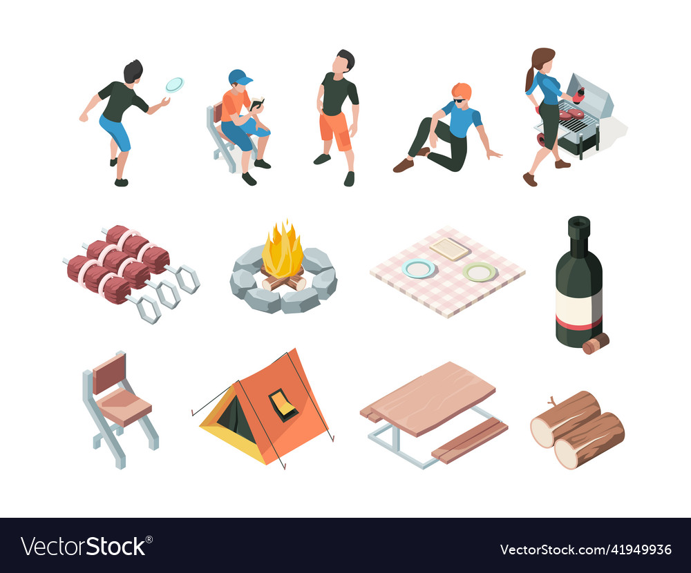 Bbq party people relax picnic outdoor barbecue Vector Image