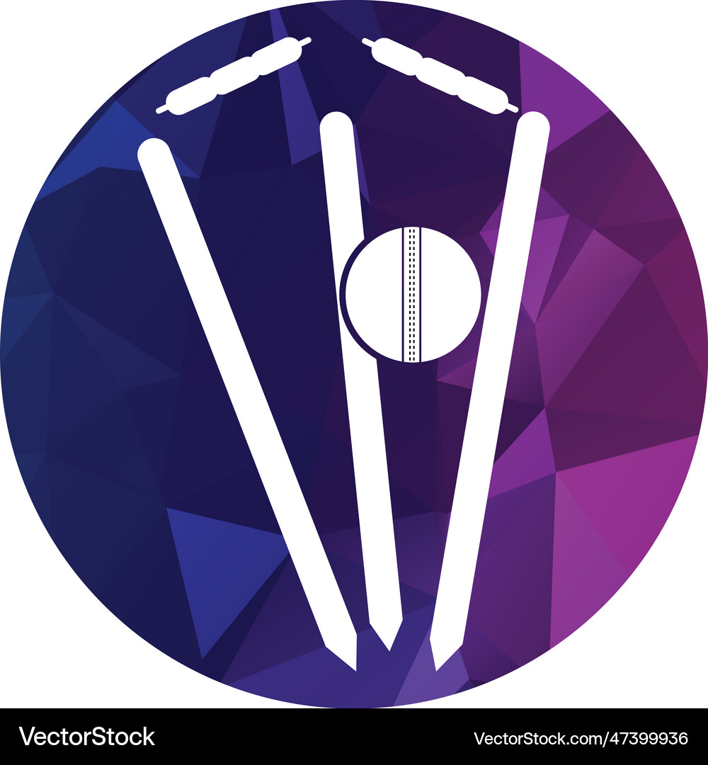 Cricket wickets and ball logo Royalty Free Vector Image