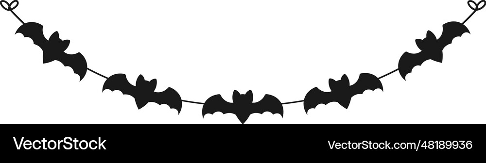 Cute halloween bats garland silhouette simple Vector Image