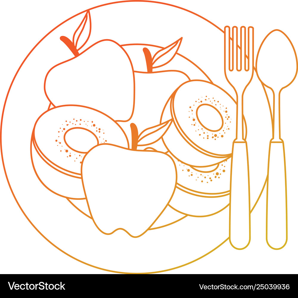 Dish and cutlery with fruits menu Royalty Free Vector Image