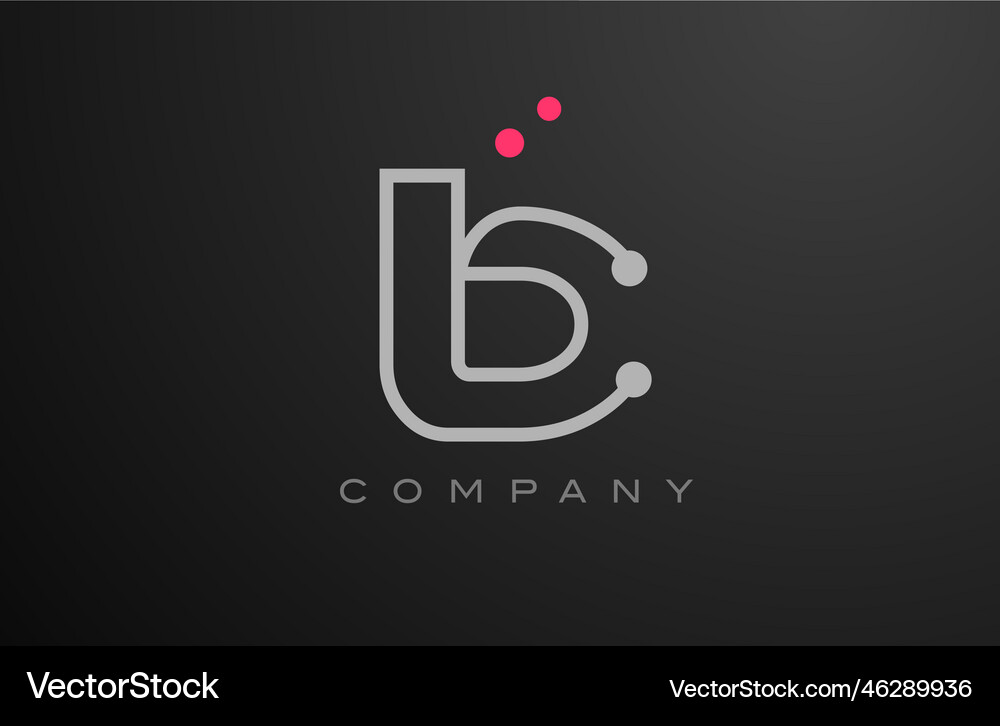 Grey b alphabet letter logo icon design with pink Vector Image