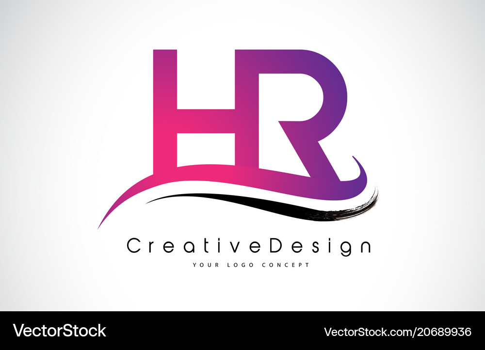 Hr h r letter logo design creative icon modern Vector Image