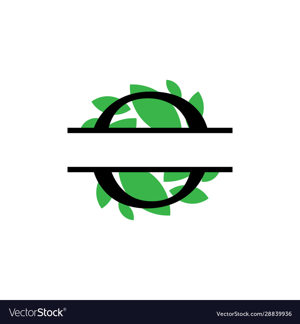 Initial o green leaf monogram split letter Vector Image