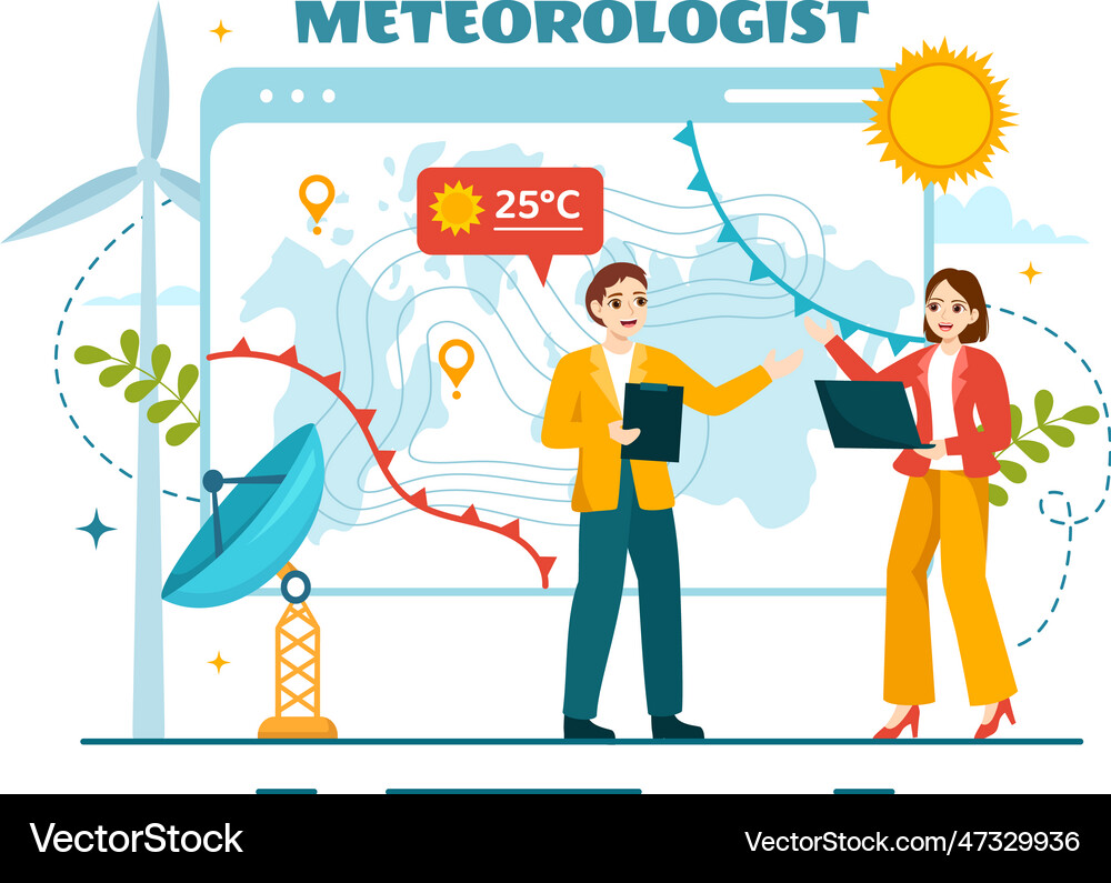 Meteorologist with weather forecast Royalty Free Vector