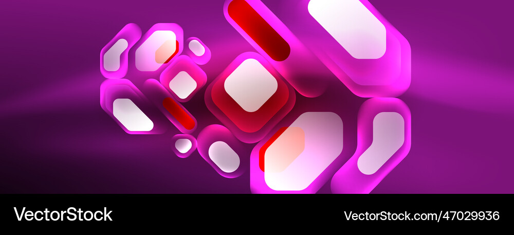 Neon lines squares and round shapes abstract Vector Image
