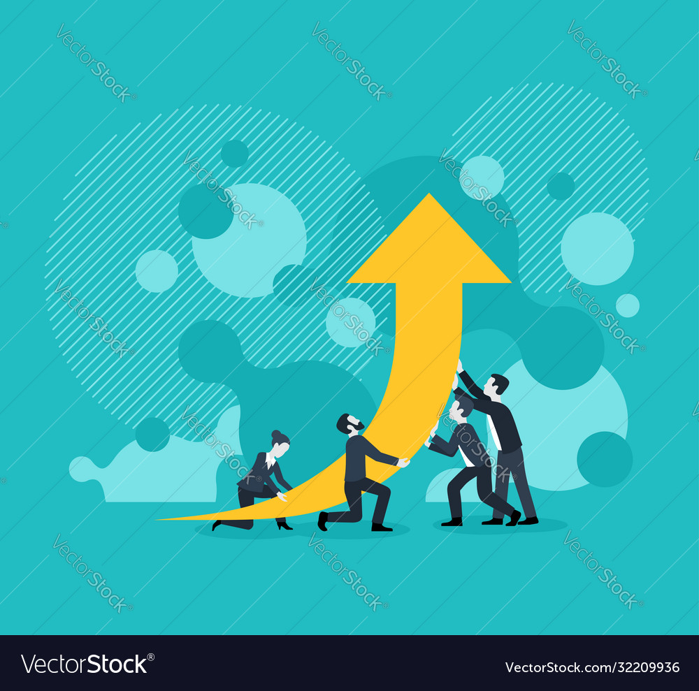 People group holding chart scheme with arrow up Vector Image
