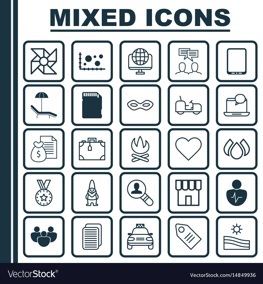 Set of 25 universal editable icons can be used Vector Image