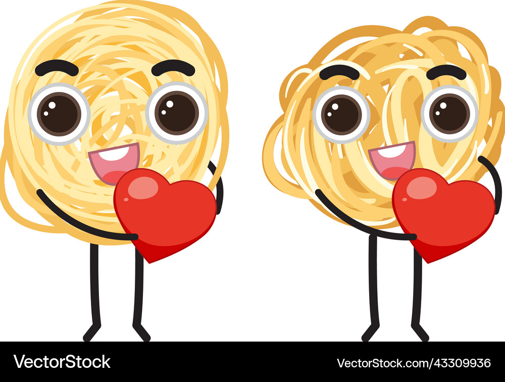 Spaghetti pasta with happy face expression Vector Image