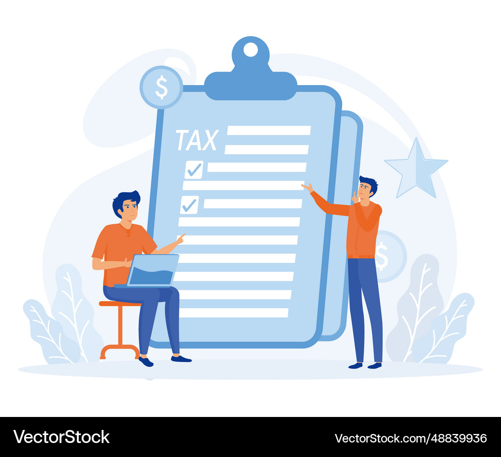 Taxation planning concept characters using tax Vector Image