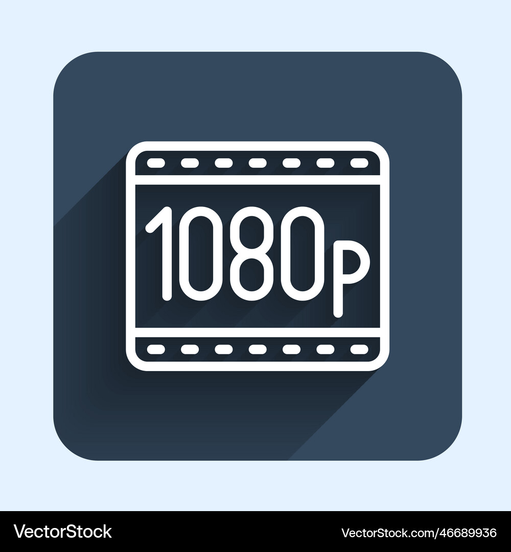 White line full hd 1080p icon isolated with long Vector Image