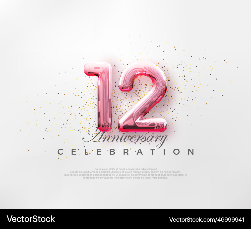 Balloons number 12th with red numbers on a bright Vector Image