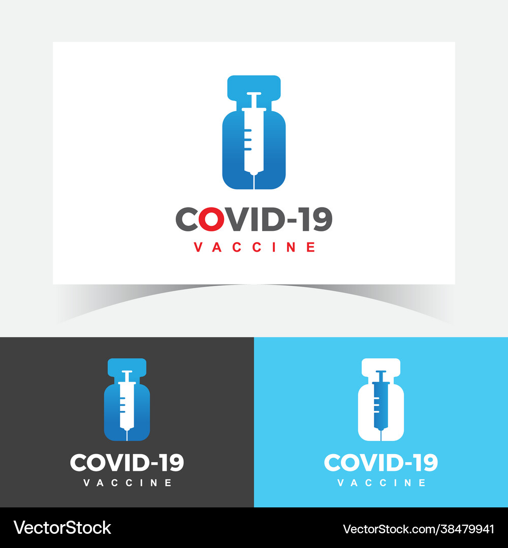 Covid19-19 vaccine logo design template Royalty Free Vector