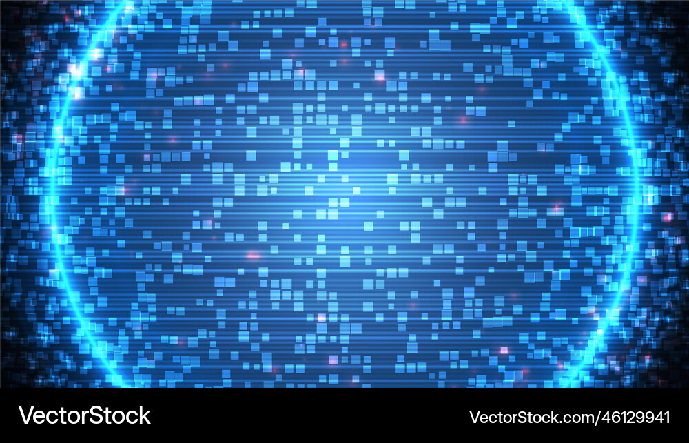 Cyberpunk background blue neon round glowing Vector Image