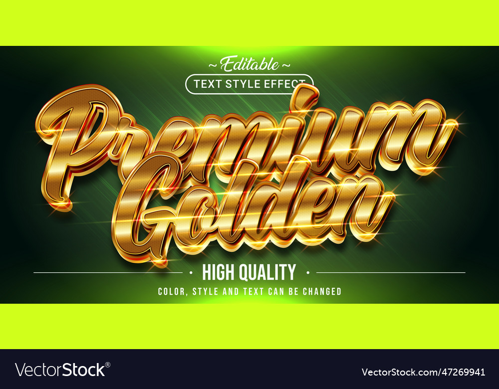 Editable text style effect - premium golden text Vector Image Editable text style effect - premium golden text Vector Image