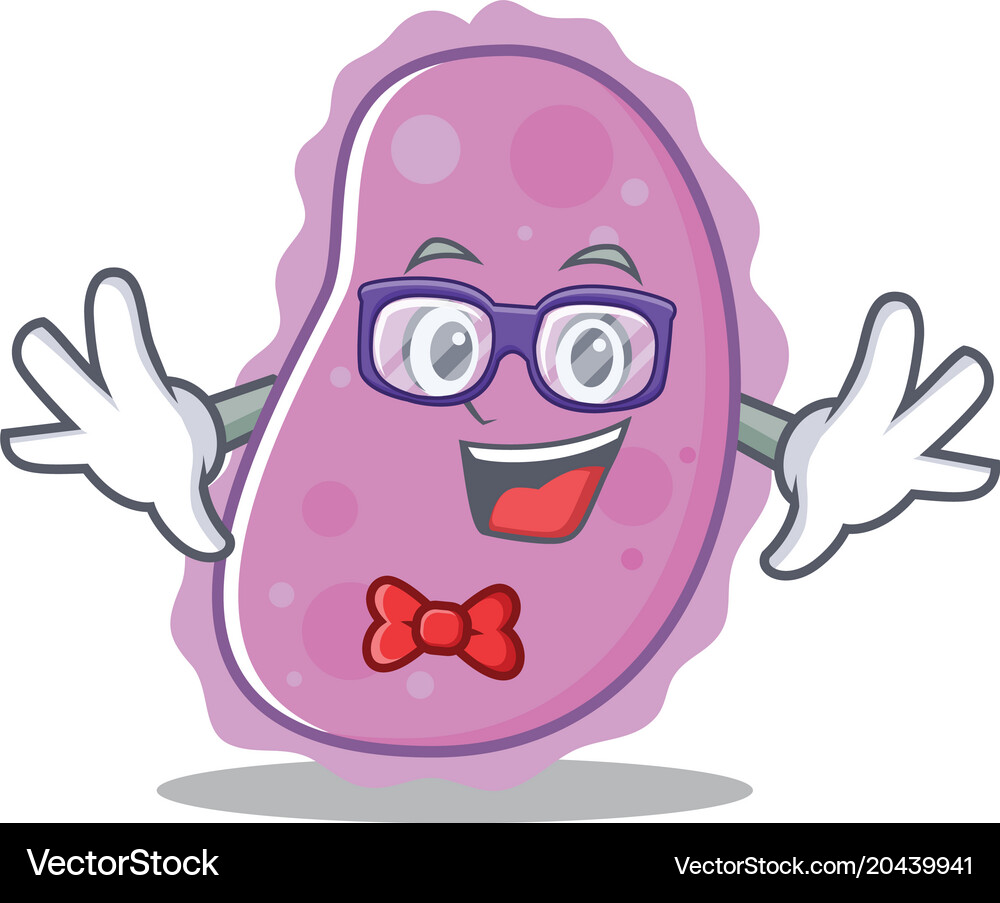 Geek bacteria character cartoon style Royalty Free Vector