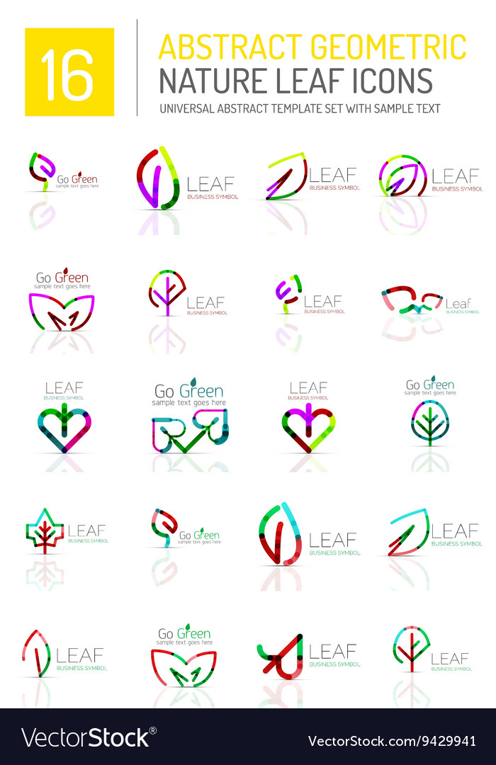 Geometric leaf icon set Royalty Free Vector Image