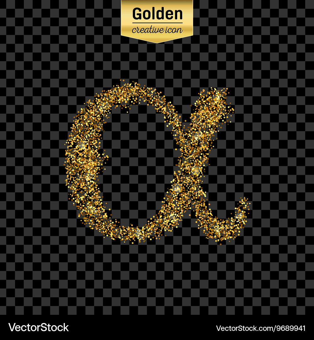 Gold glitter icon of alpha isolated Royalty Free Vector