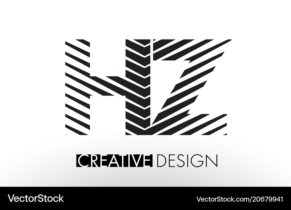 Hz h z lines letter design with creative elegant Vector Image