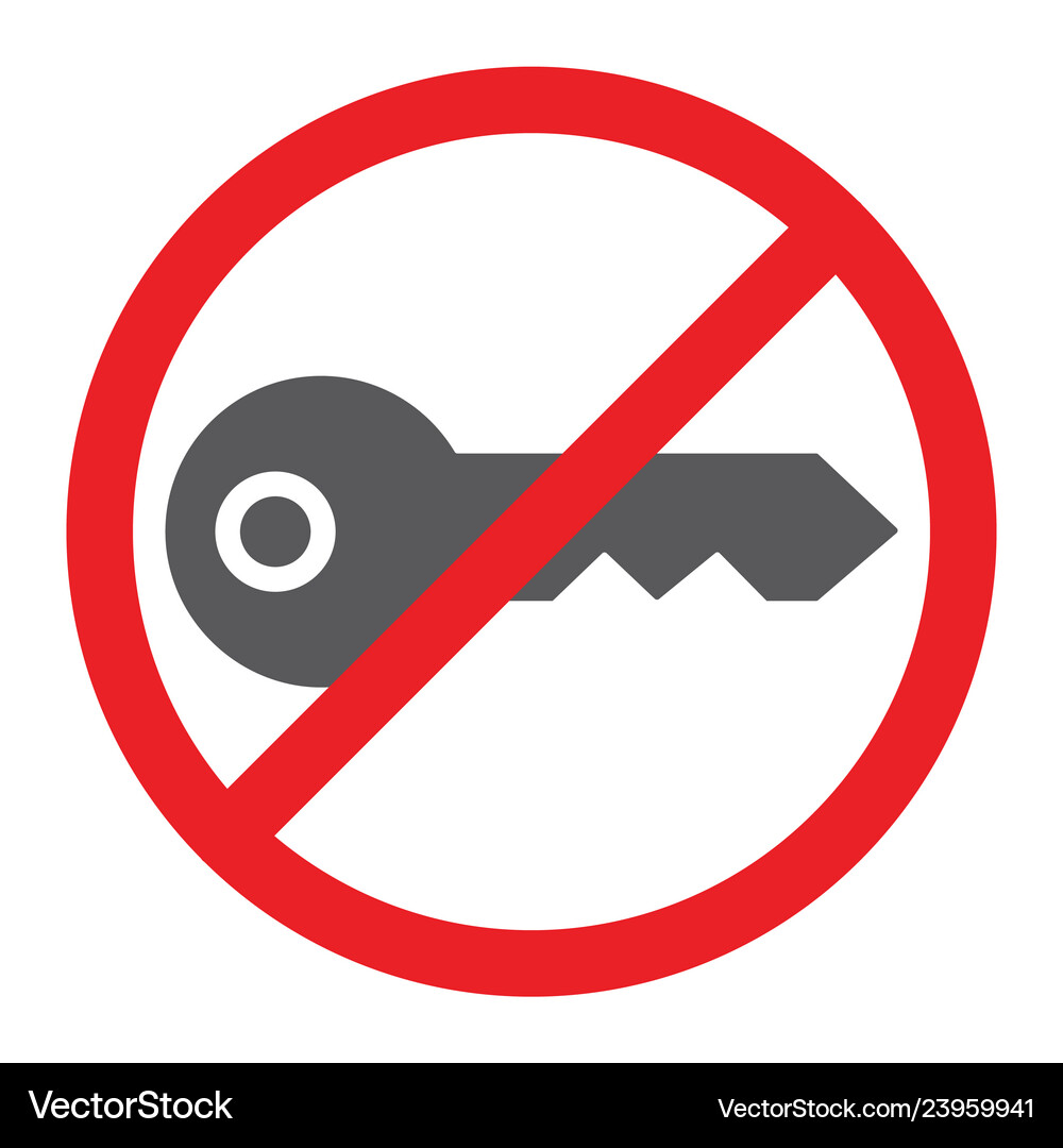No key glyph icon prohibited and ban Royalty Free Vector